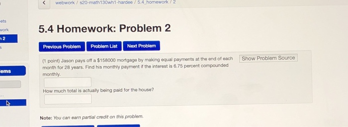 Solved webwork / 520-math 130wh-hardee/ 5.4 homework/2 work | Chegg.com