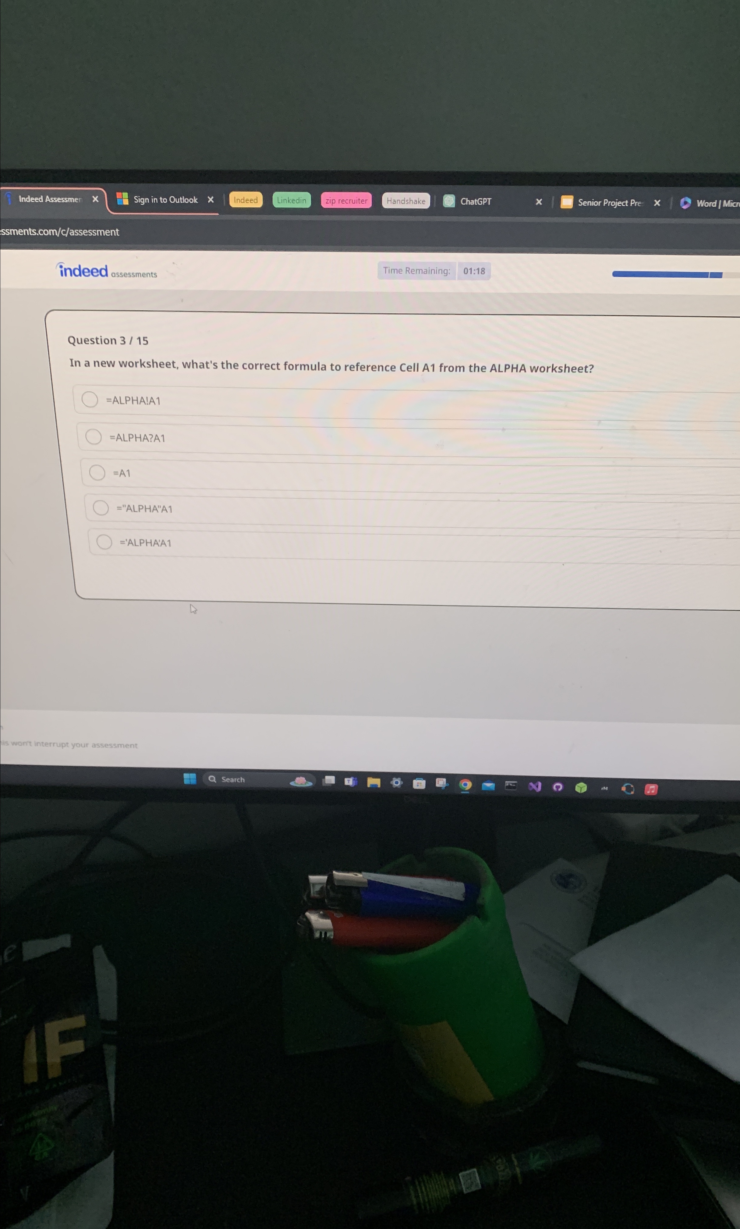 Solved Indeed AssessmenSign in to OutlookIndeedLinkedinzip | Chegg.com