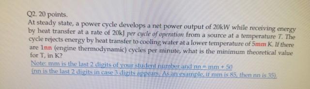 Solved Q2. 20 points. At steady state, a power cycle | Chegg.com