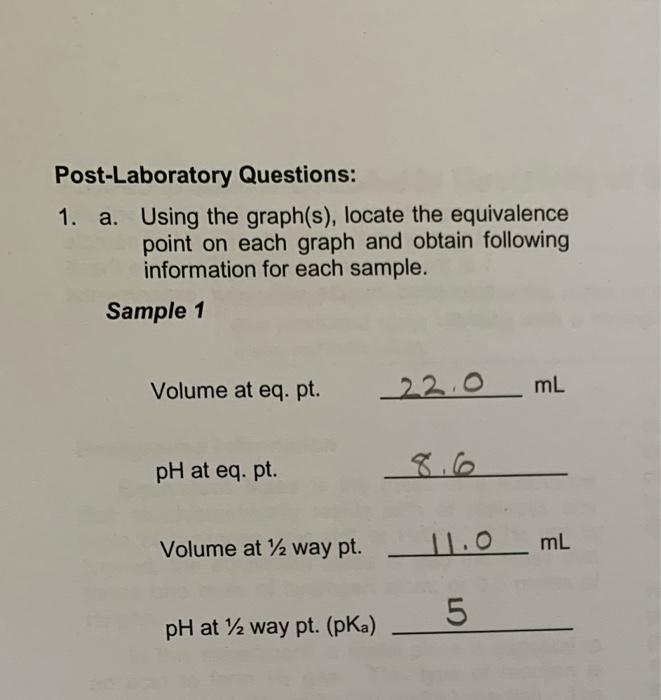 Solved Post-Laboratory Questions: 1. a. Using the graph(s), | Chegg.com