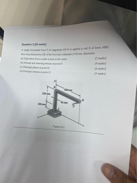 Solved Question 2 [25 marks] A single horizontal force P of | Chegg.com