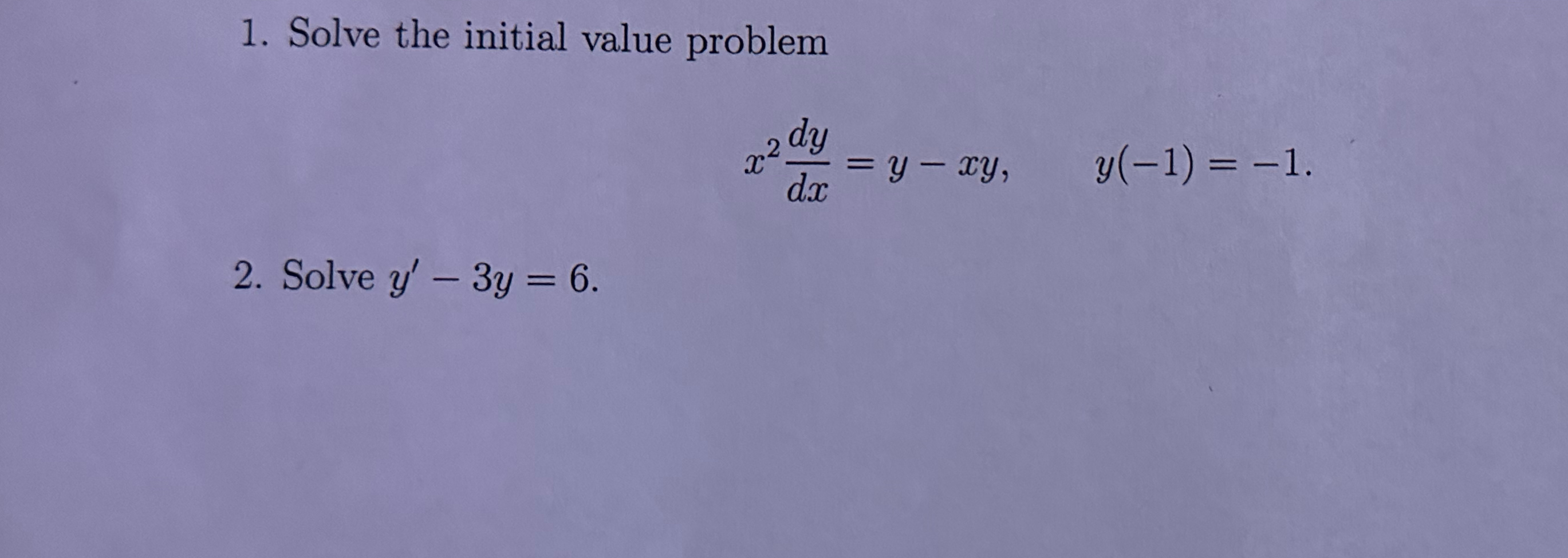Solved Solve the initial value | Chegg.com