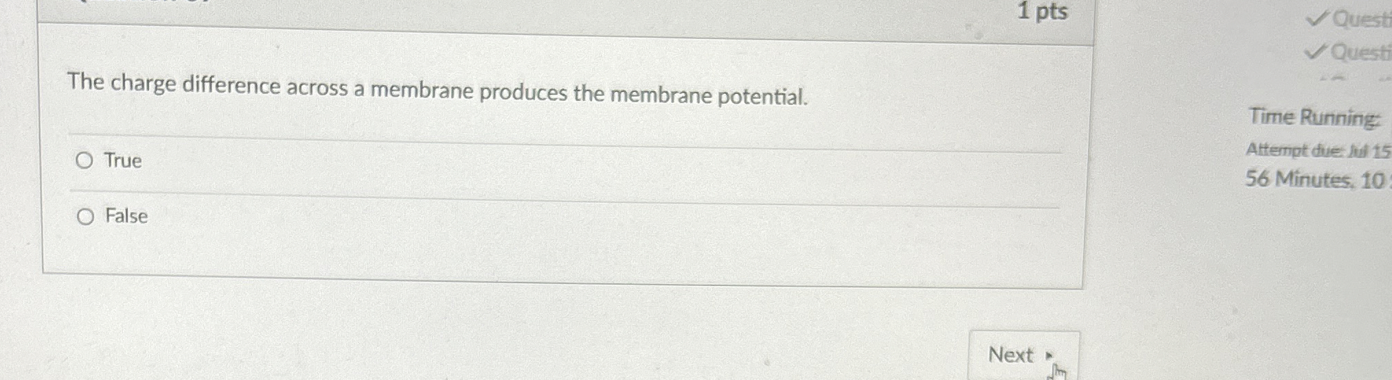 Solved 1 ﻿ptsThe charge difference across a membrane | Chegg.com