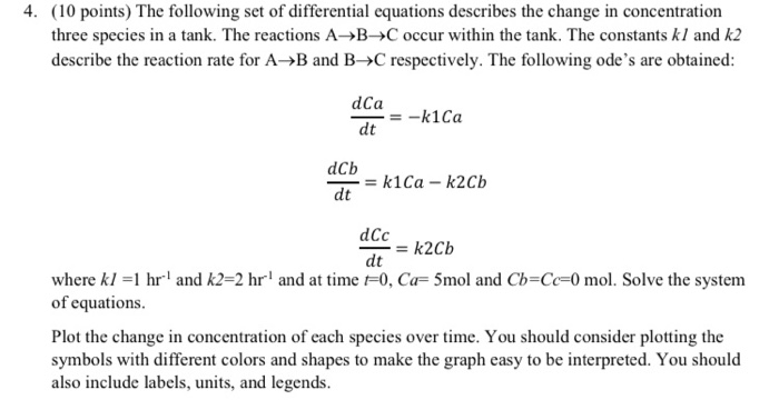 Solved 4. (10 points) The following set of differential | Chegg.com