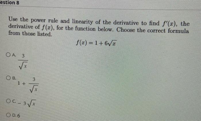 Solved Use the power rule and linearity of the derivative to | Chegg.com