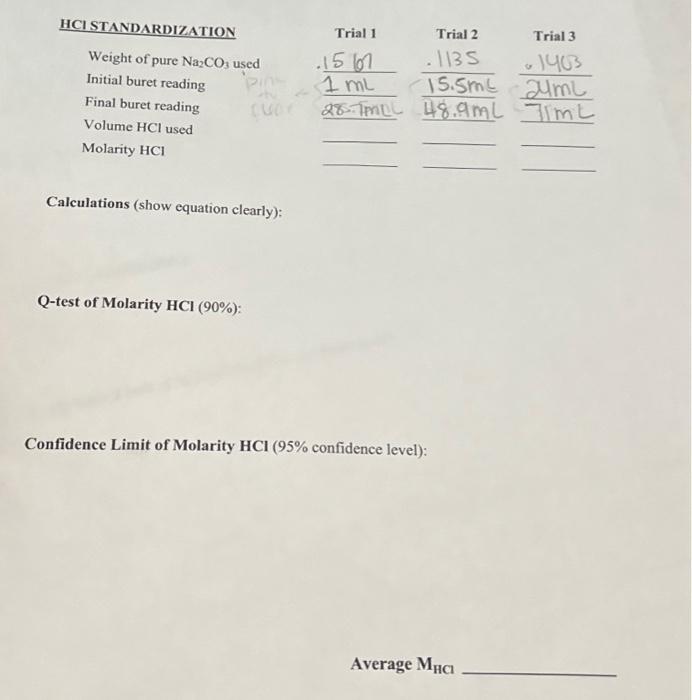 Calculations (show equation clearly): Q-test of | Chegg.com