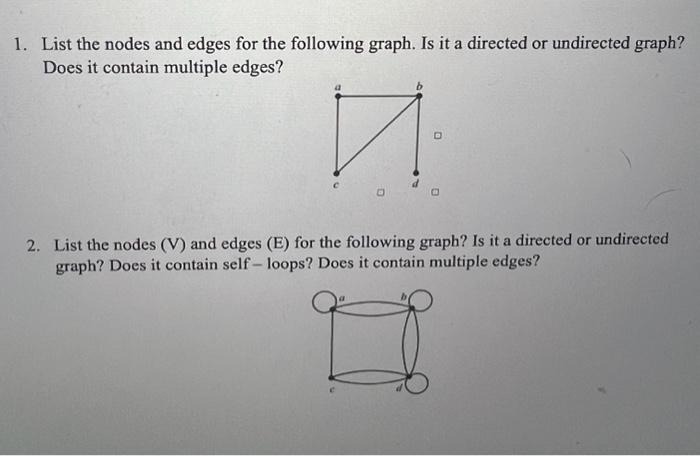 Solved List the nodes and edges for the following graph. Is | Chegg.com
