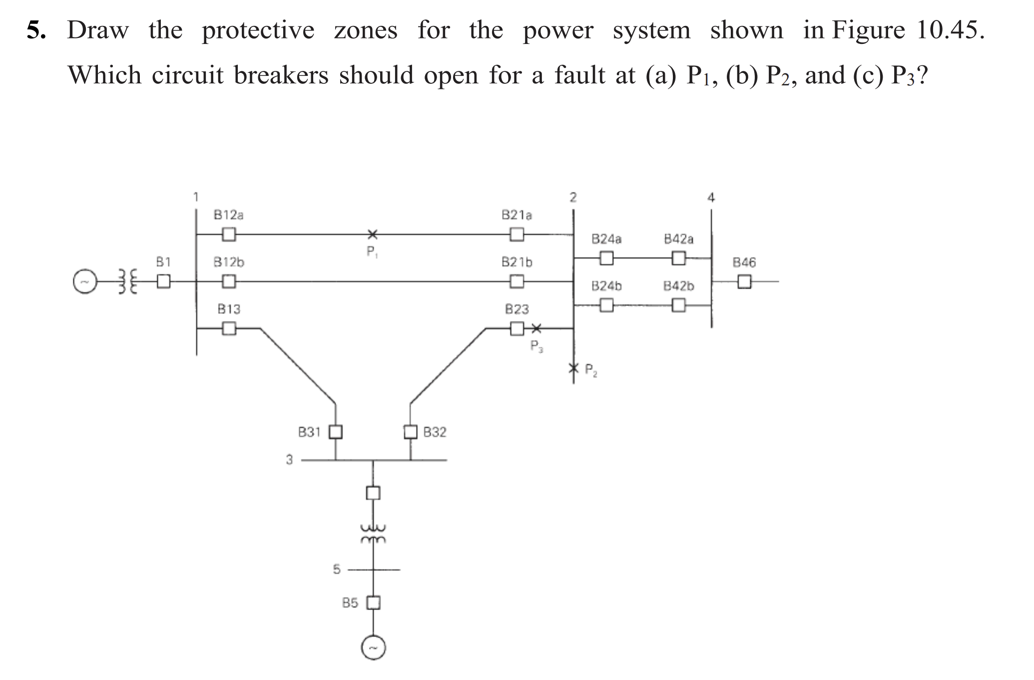 Solved Draw the protective zones for the power system shown | Chegg.com