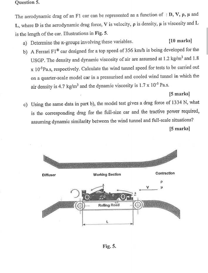 Solved Question 5.The aerodynamic drag of an F1 ﻿car can be | Chegg.com