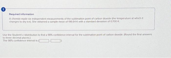 Solved Required informotion A chemist made six independent | Chegg.com
