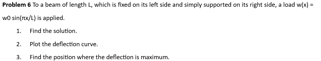Solved Problem 6 ﻿To a beam of length L, ﻿which is fixed on | Chegg.com