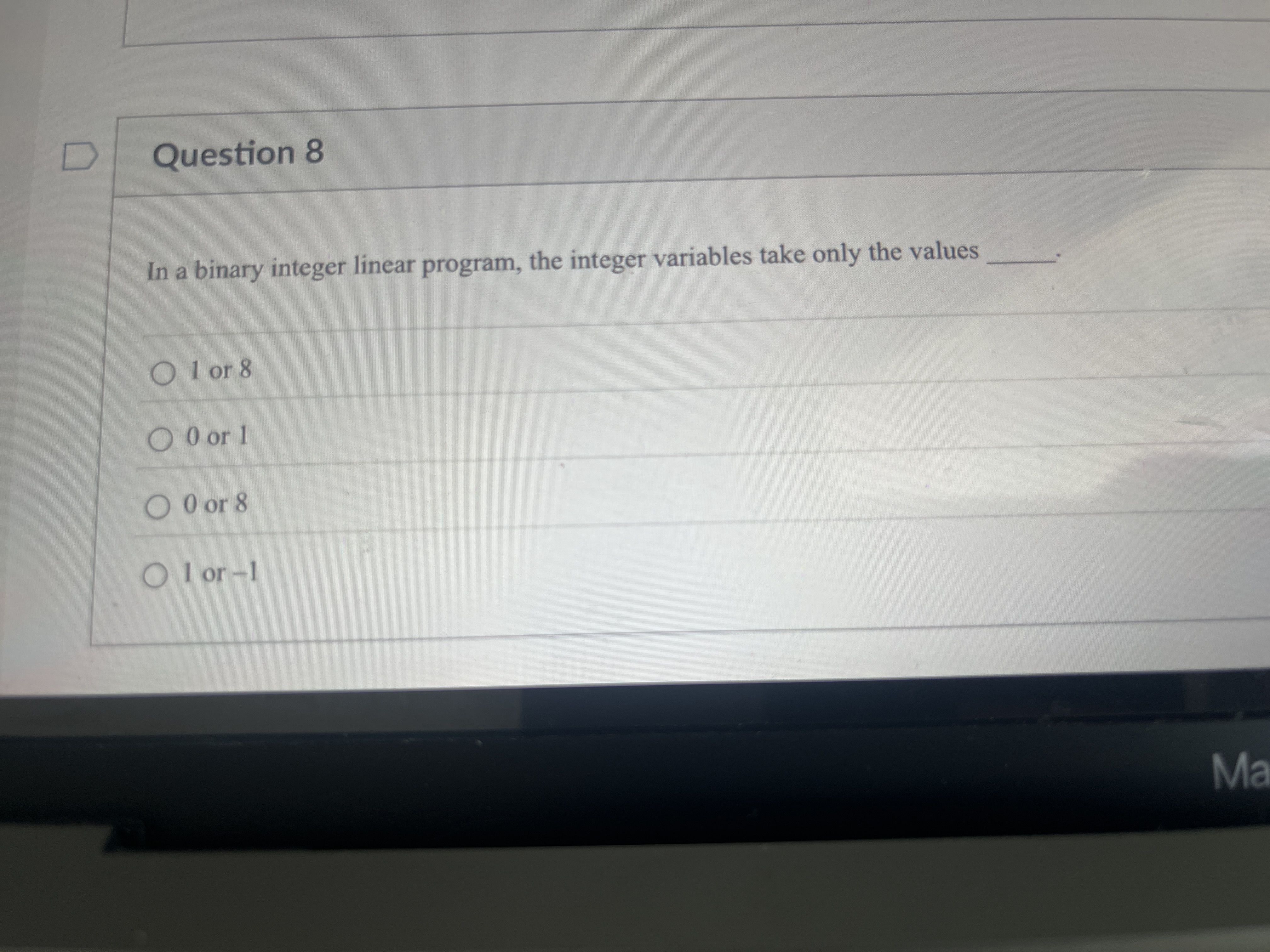 Solved Question 8In a binary integer linear program, the | Chegg.com