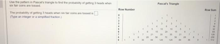Solved Pascal Triangle Use the pattern in Puscar's triangle | Chegg.com