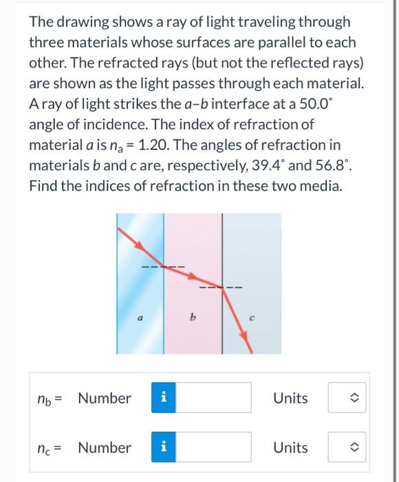 Solved The drawing shows a ray of light traveling through | Chegg.com