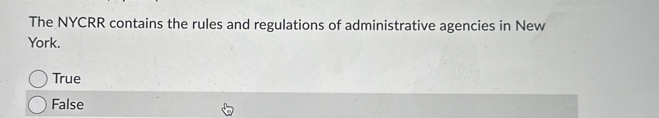 Solved The NYCRR contains the rules and regulations of | Chegg.com