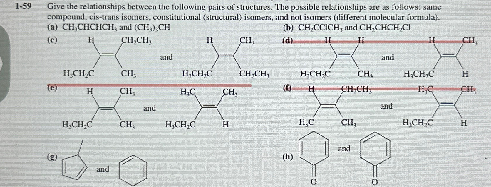 Solved 1-59 ﻿Give the relationships between the following | Chegg.com