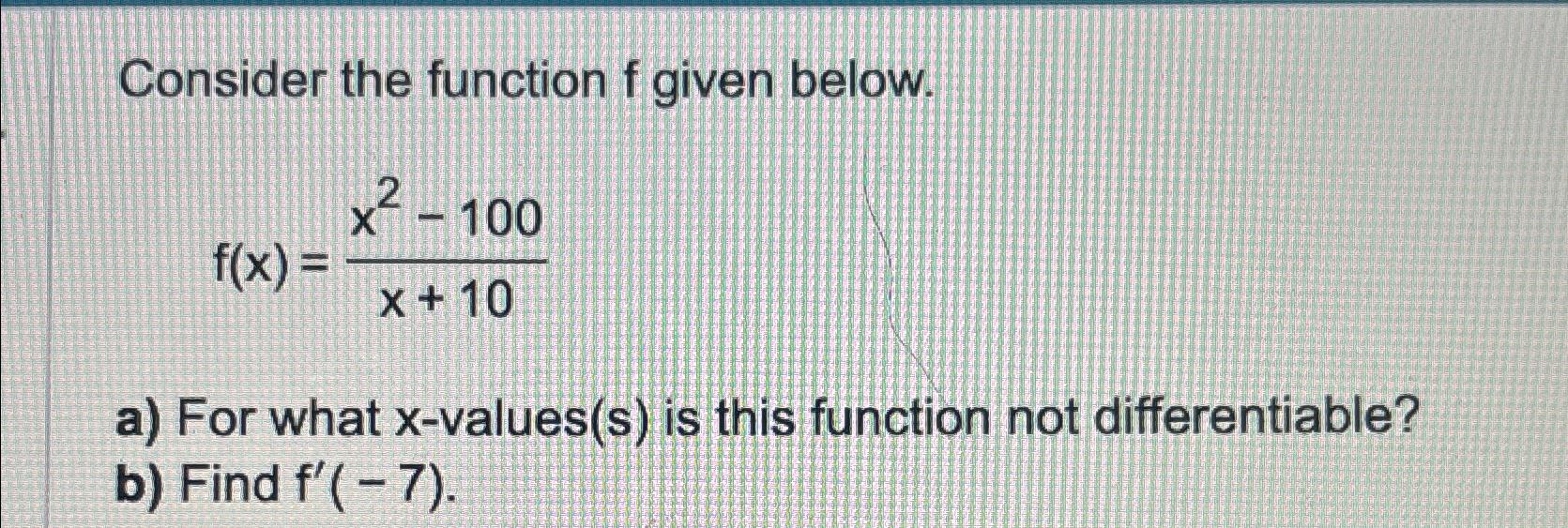 Solved Consider the function f ﻿given | Chegg.com