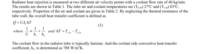Solved Radiator heat rejection is measured at two different | Chegg.com