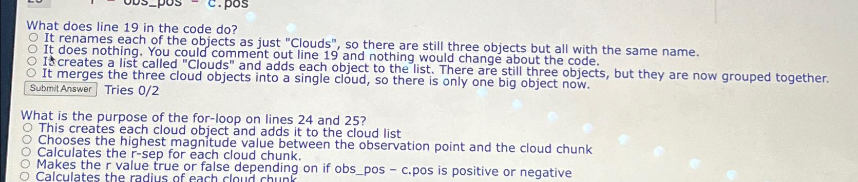 What does line 19 ﻿in the code do?O It renames each | Chegg.com