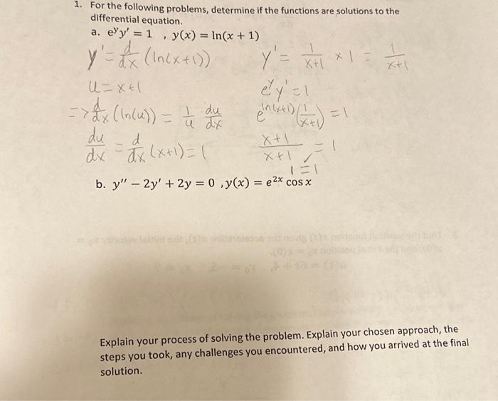 Solved 1. For the following problems, determine if the | Chegg.com
