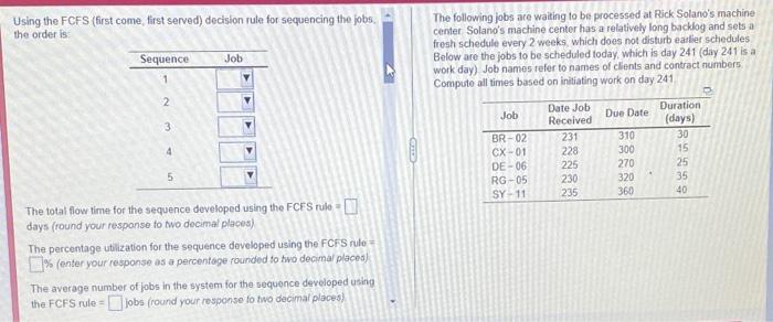 Solved Using the FCFS (first come, first served) decision | Chegg.com
