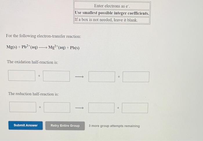 Solved Enter electrons as e. Use smallest possible integer | Chegg.com