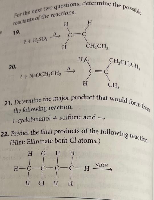 Solved For the next two questions, determine the possible | Chegg.com