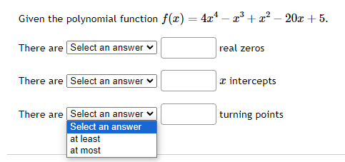 Solved Given the polynomial function | Chegg.com