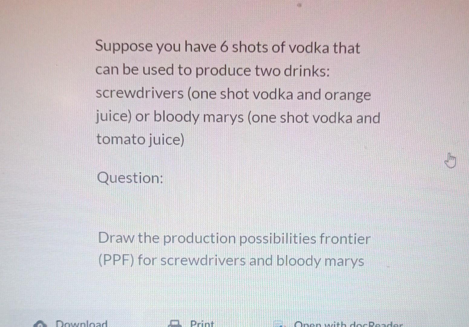 Solved Suppose you have 6 shots of vodka that can be used to | Chegg.com