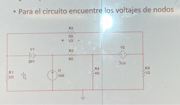 Solved - Para el circuito encuentre los voltajes de nodos | Chegg.com