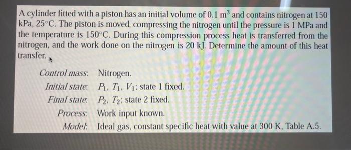 Solved A cylinder fitted with a piston has an initial volume | Chegg.com