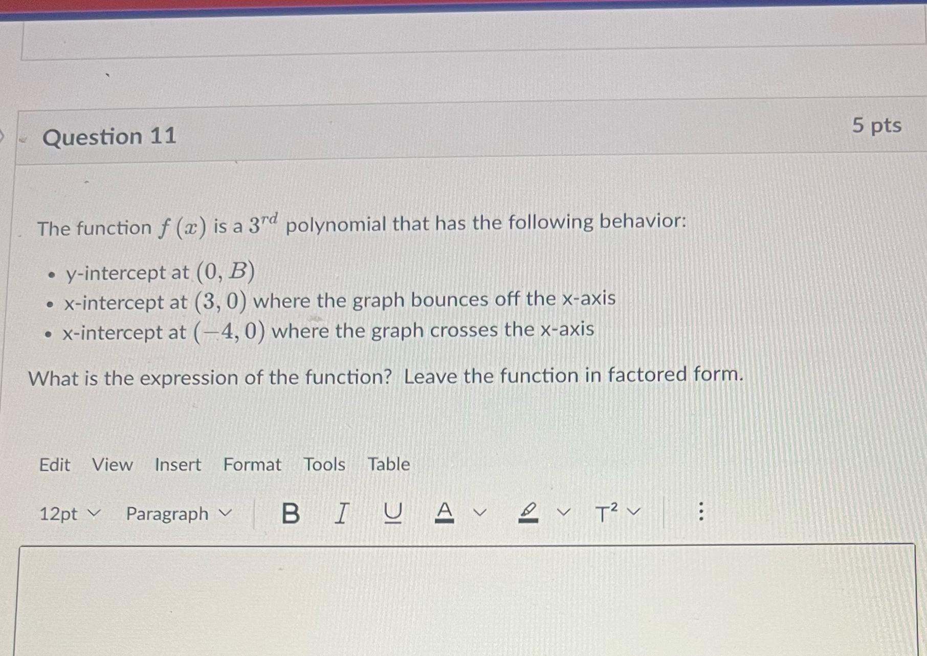 Solved Question 115 ﻿ptsThe function f(x) ﻿is a 3rd | Chegg.com