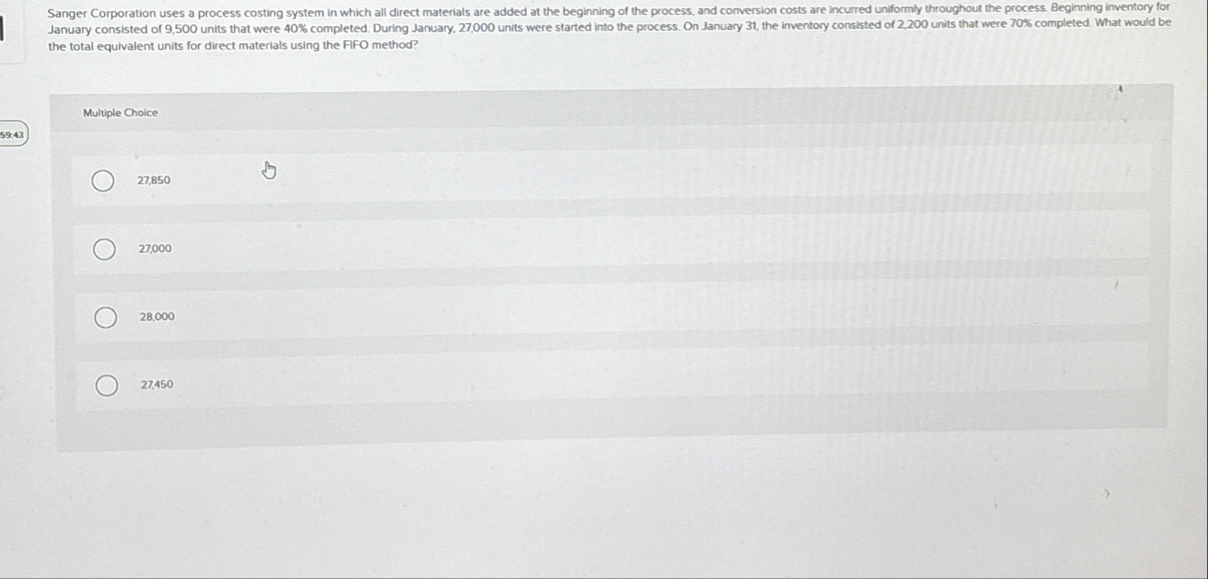 Solved the total equivalent units for direct materials using | Chegg.com