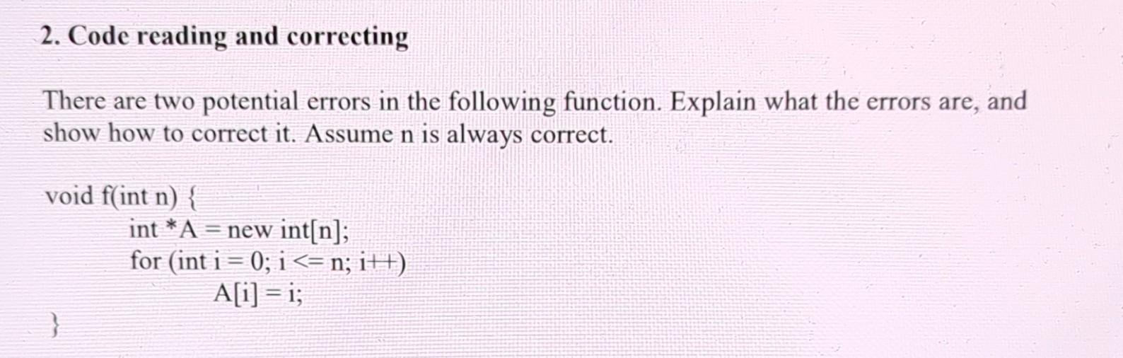 Solved 2 Code Reading And Correcting There Are Two 