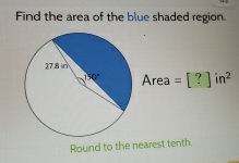 Solved Find the area of the blue shaded region. ﻿Area | Chegg.com