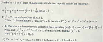 Solved Use the " n-1 ﻿to n " ﻿form of mathematical induction | Chegg.com