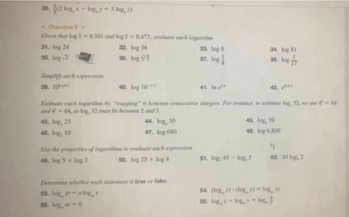 Solved 30. (2 log, x-log, y + 3 log, 2) > Given that log | Chegg.com