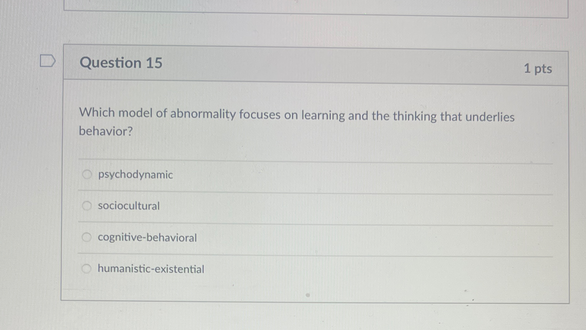 Solved Question 151 ﻿ptsWhich model of abnormality focuses | Chegg.com