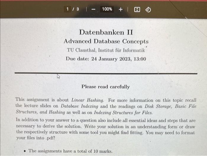 Solved Datenbanken II Advanced Database Concepts TU | Chegg.com