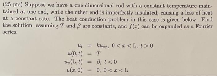 Solved (25 pts) Suppose we have a one-dimensional rod with a | Chegg.com