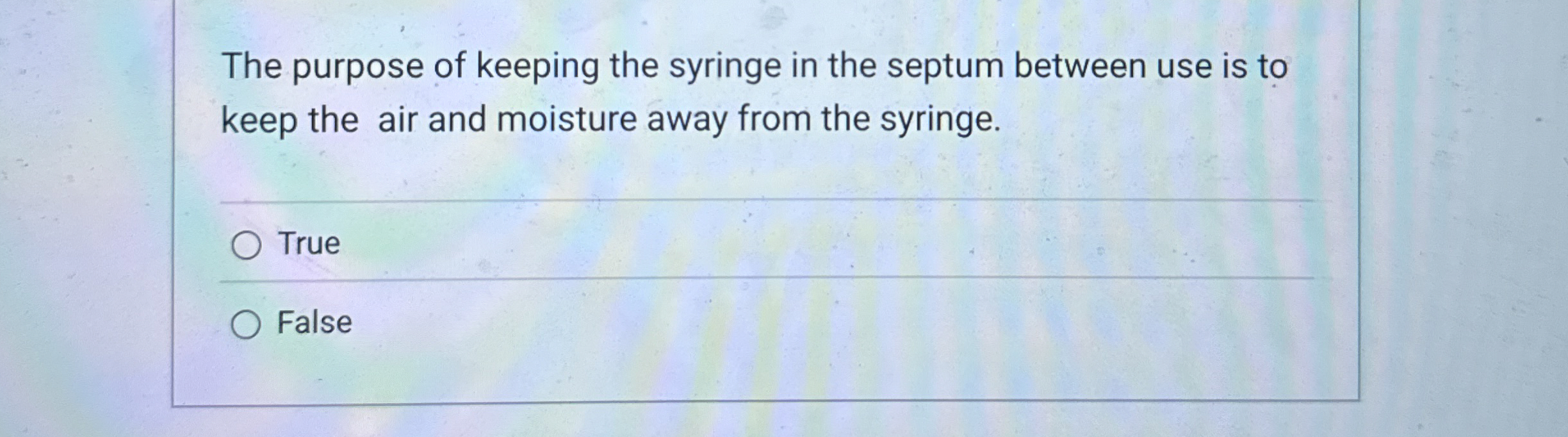 Solved The purpose of keeping the syringe in the septum | Chegg.com