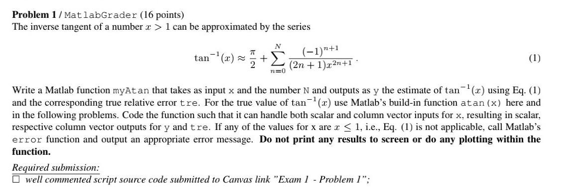 Solved Problem 1 / Mat labGrader (16 points) The inverse | Chegg.com