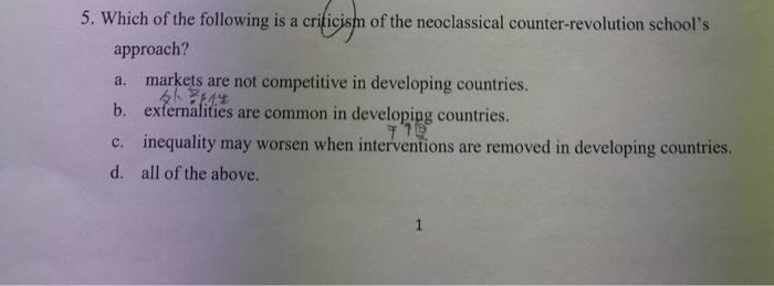 Solved a. 5. Which of the following is a criticism of the | Chegg.com