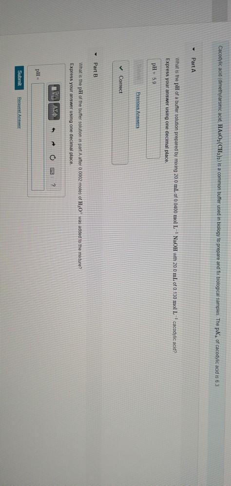 Solved Cacodylic acid (dimethylarsinic acid, HASO (CHS) is a | Chegg.com