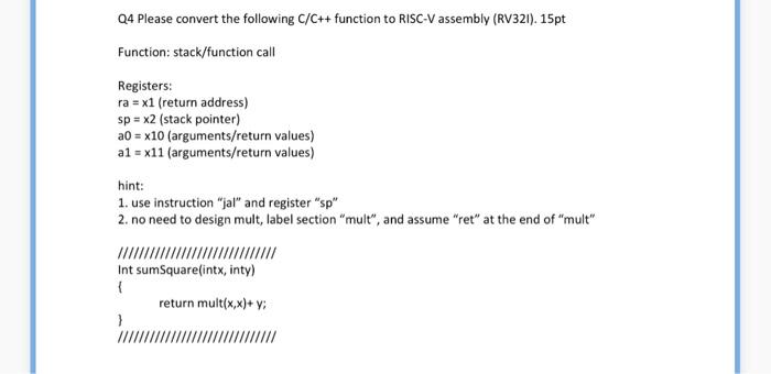 Q3 Please convert the following C/C++ statement to | Chegg.com