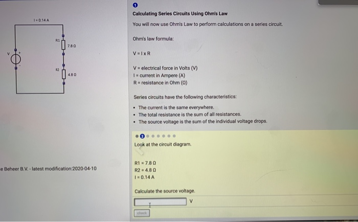 Solved 10.14 A Calculating Series Circuits Using Ohms Law | Chegg.com