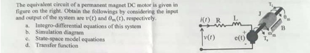 Solved The equivalent circuit of a permanent magnet DC motor | Chegg.com