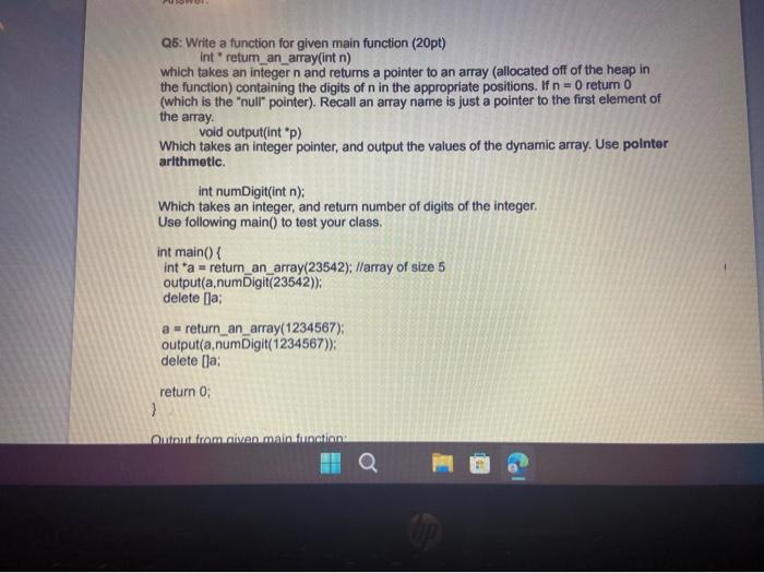 Solved Q5: Write a function for given main function (20pt) | Chegg.com Solved Q5: Write a function for given main function (20pt) | Chegg.com