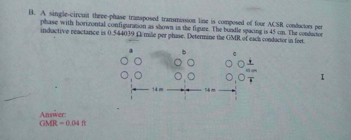 Solved B. A single-circuit three-phase transposed | Chegg.com