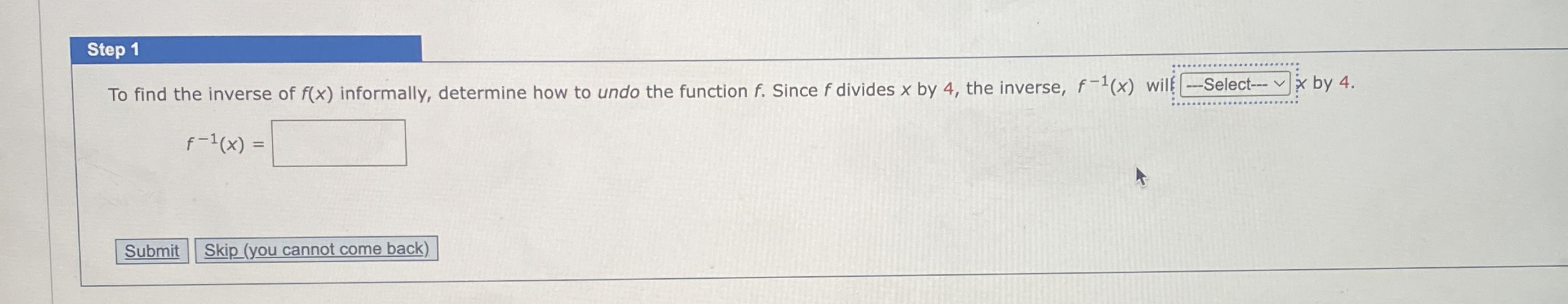 Solved Step 1To find the inverse of f(x) informally, | Chegg.com Solved Step 1To find the inverse of f(x) informally, | Chegg.com
